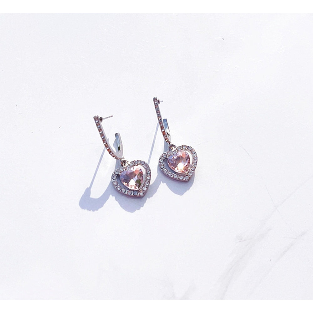 Stray Kids Style Maxident Pink Diamond Heart Earrings – kheartshop