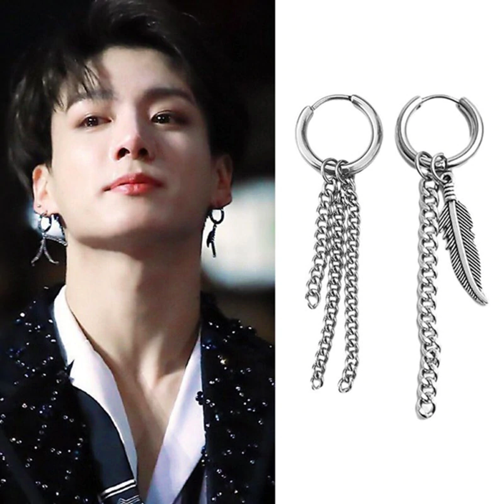 BTS 1 Pair Jungkook Feather Earrings kheartshop